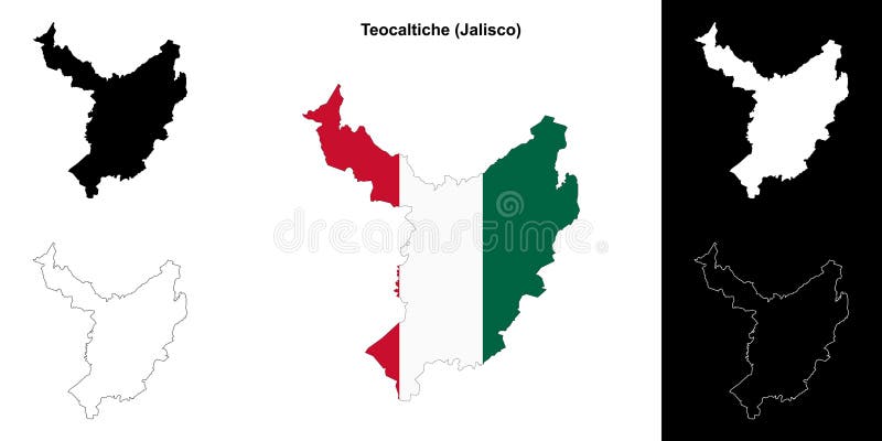 Teocaltiche outline map stock vector. Illustration of vector - 379880763