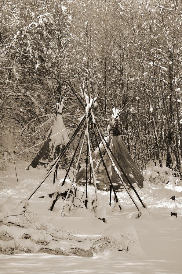 Tepee in the snow stock image. Image of tepee, tent, tree - 4097301