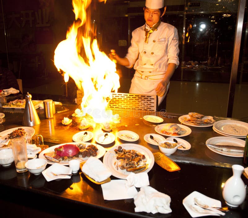 Teppanyaki Style Cooking stock image. Image of teppanyaki - 11114435