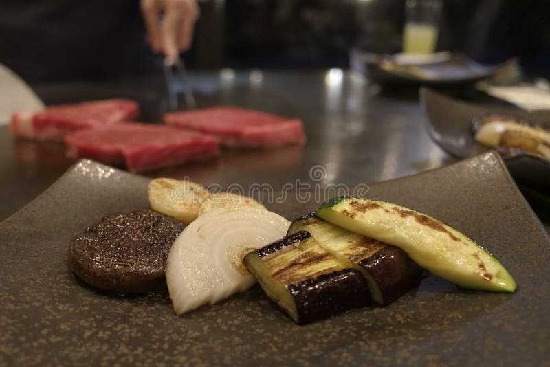 Teppanyaki at a Fine Dining Restaurant in Tokyo, Japan Stock Photo ...