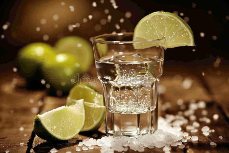 Tequila Shot with Lime Slice and Salt Stock Image - Image of ...