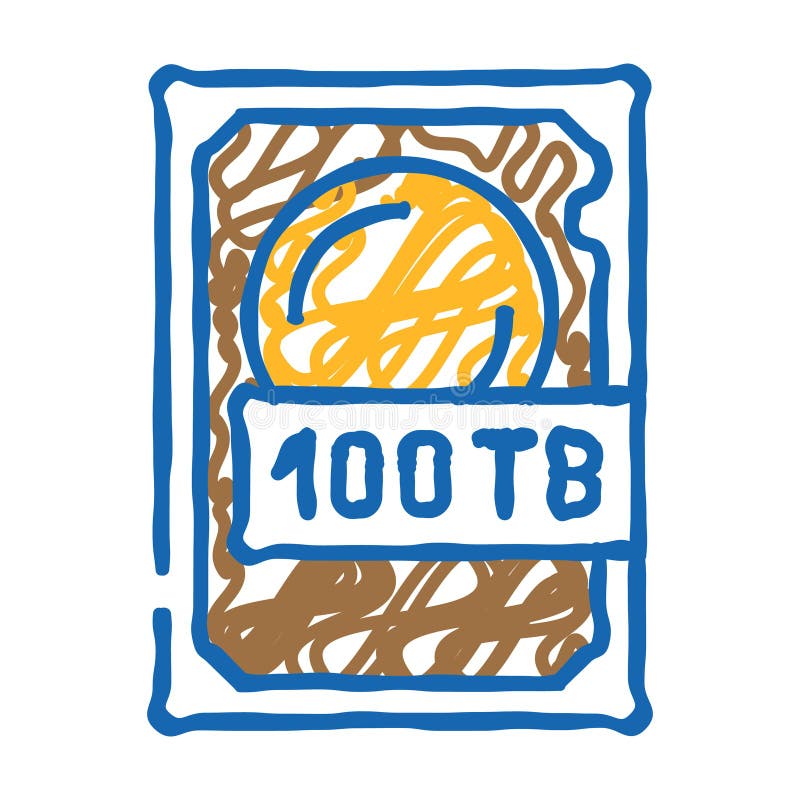 100 Terabyte Hard Drive Future Technology Icon Doodle Illustration ...