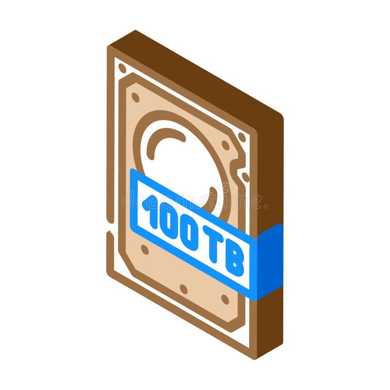 100 Terabyte Hard Drive Future Technology Isometric Icon Vector ...