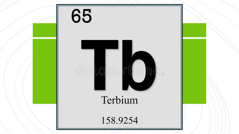 Terbium Chemical Element Symbol on Square Green Background Stock ...
