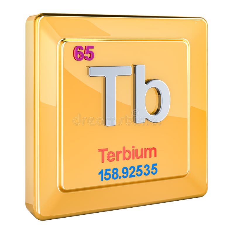 Terbium Tb, Chemical Element Sign with Number 65 in Periodic Table. 3D ...