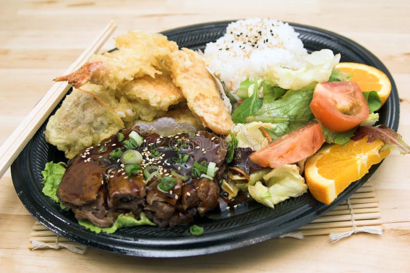 TeriYaki Beef Combo Plate stock image. Image of salad, vegetables - 740171