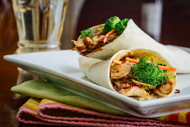 Teriyaki Chicken Wraps stock image. Image of indoors - 32425261