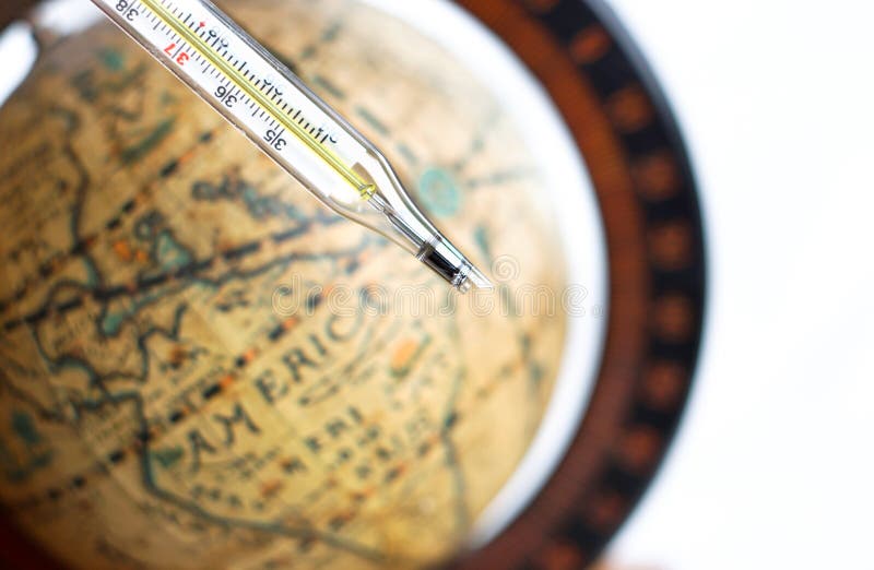 Termômetro Quebrado Com Fundo Do Globo Do Vintage Foto de Stock ...