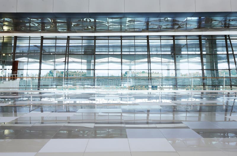 Terminal Airport with Modern Window Glass Stock Image - Image of place ...