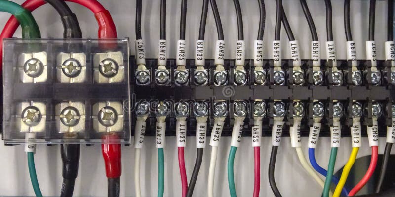 Terminal Block. Industrial Power Case. Close-up of a Power Supply ...