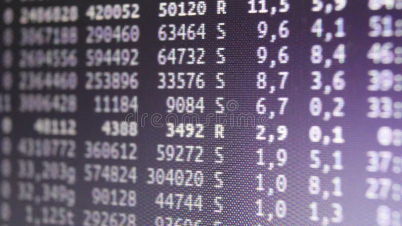 A Terminal Close Up on the Flickering Screen of a Laptop Running a Unix ...
