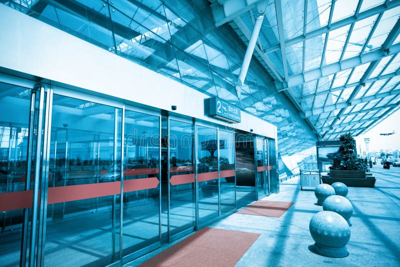 Terminal Building Gate Entrance and Automatic Glass Door Stock Photo ...