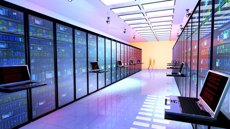 Terminal Monitor in Server Room with Server Racks in Datacenter ... Terminal Monitor in Server Room with Server Racks in Datacenter ...