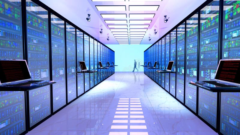 Terminal Monitor in Server Room with Server Racks in Datacenter ... Terminal Monitor in Server Room with Server Racks in Datacenter ...