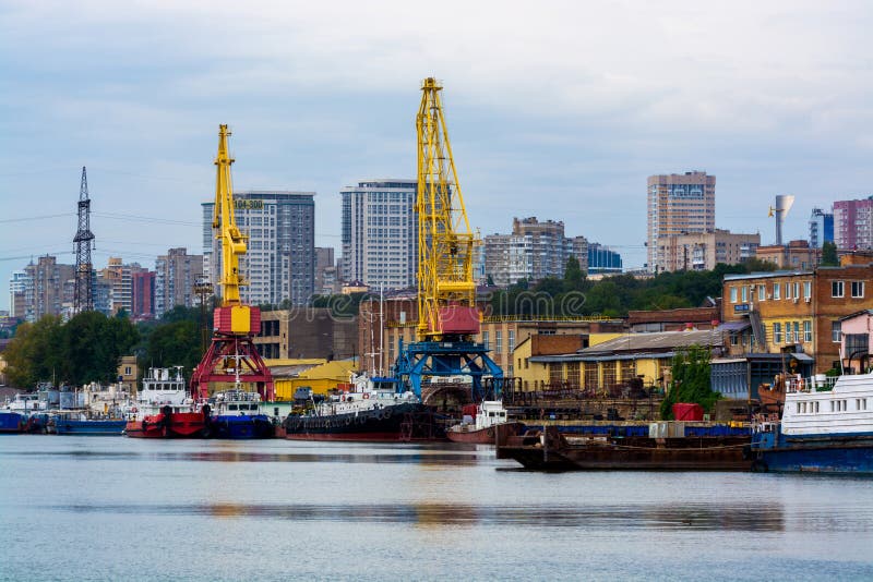 Terminal at Russian Cargo Port Rostov Stock Image - Image of machine ...
