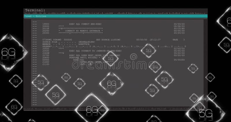 Terminal Screen with SQL Commands, 5G and 6G Network Image Over it Stock Image - Image of ...