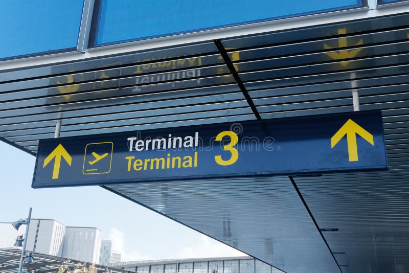 Terminal Sign on Airport Outdoor Stock Photo - Image of wall, direction ...