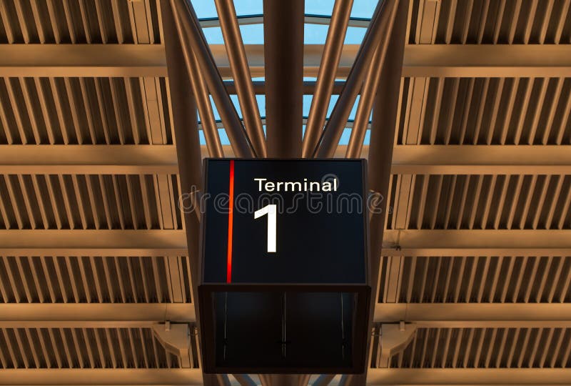 Terminal Sign at the Airport Under Roof Stock Photo - Image of great ...
