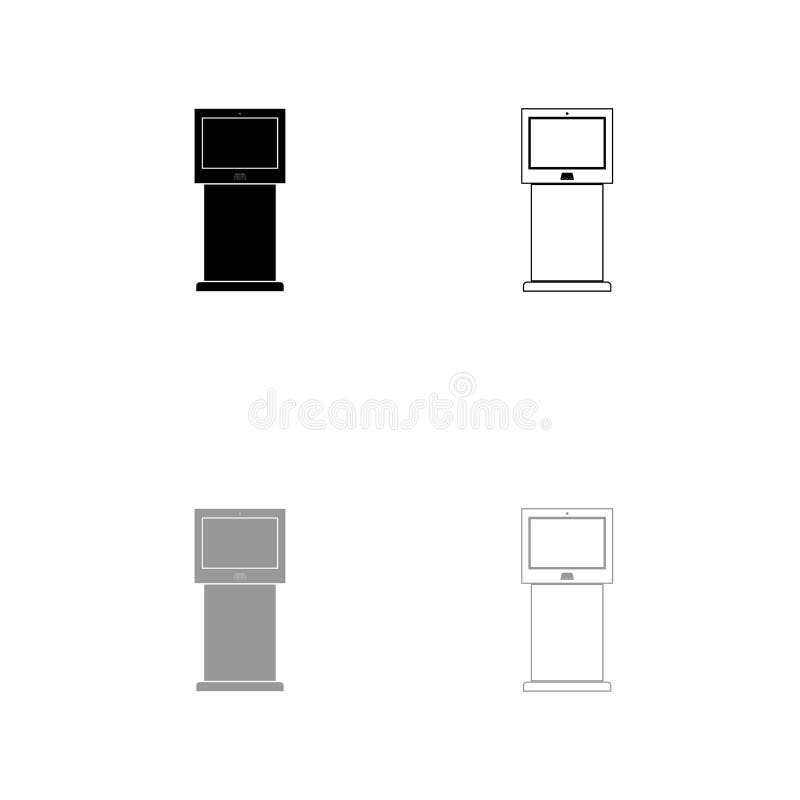 Terminal Stand with Touch Screen Set Icon Stock Vector - Illustration ...