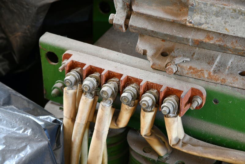 Terminals with Cables of an Old High Voltage Transformer Stock Image ...