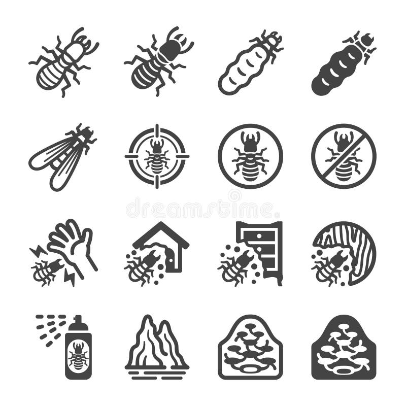 Termite icon set stock vector. Illustration of arthropod - 147985559