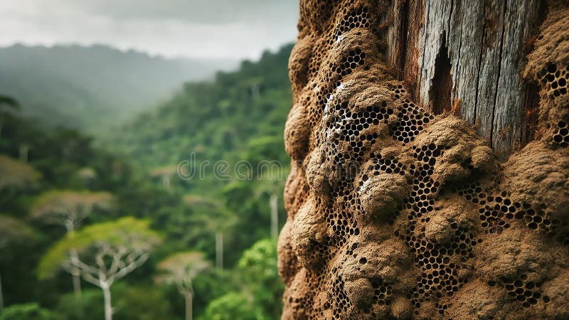 Termite Mound on a Tree, with the Dense Jungle Blurred in the ...