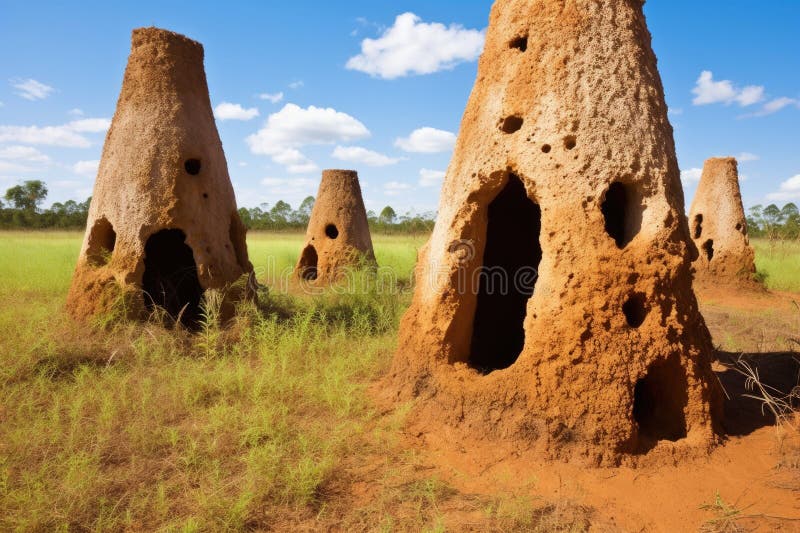 Termite Mounds Ventilation Holes in Various Shapes Stock Illustration ...