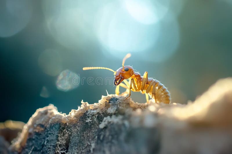 Termites Crawling on Wood in a House, Causing Damage and Infestation ...