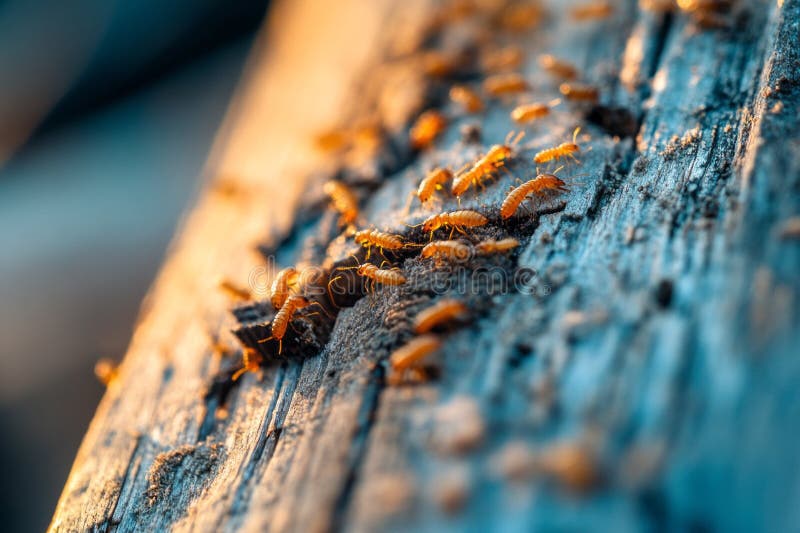 Termites Crawling on Wood in a House, Causing Damage and Infestation ...