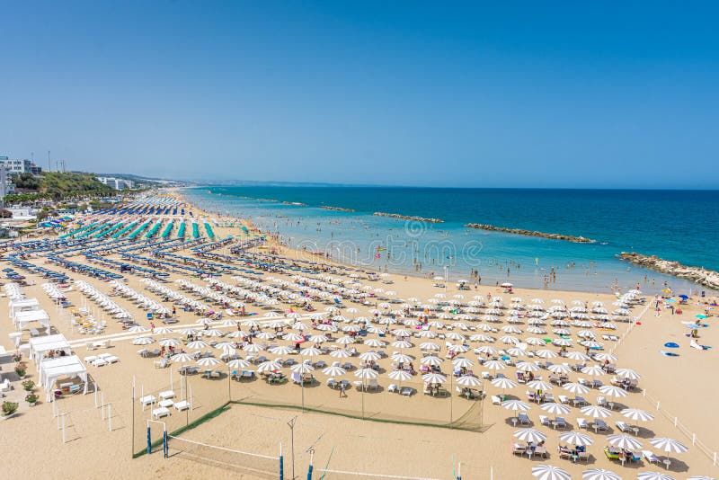 TERMOLI, MOLISE, 9 AUGUST 2021 Beautiful Beach of Termoli on the ...