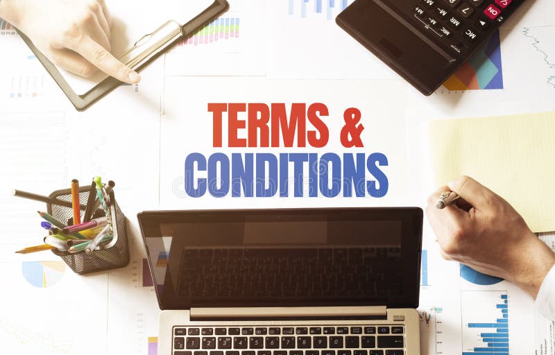 Terms and Conditions.Business Team Hands at Work with Financial ...