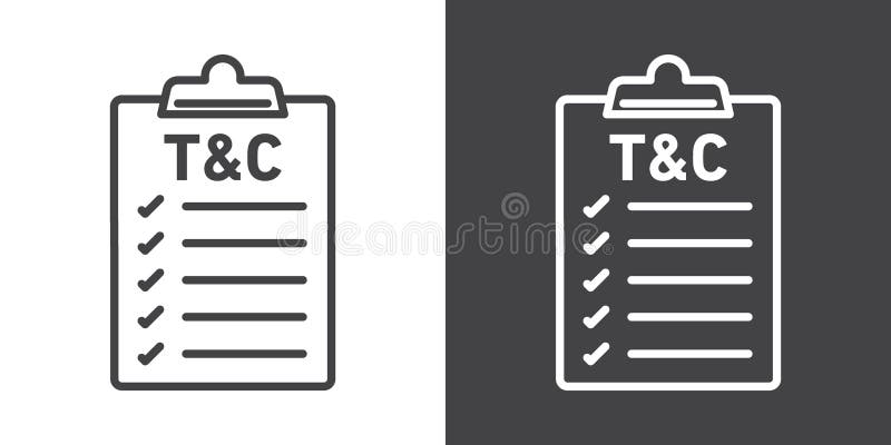 Terms and Conditions Icon Flat Vector Set Outline Stock Vector ...