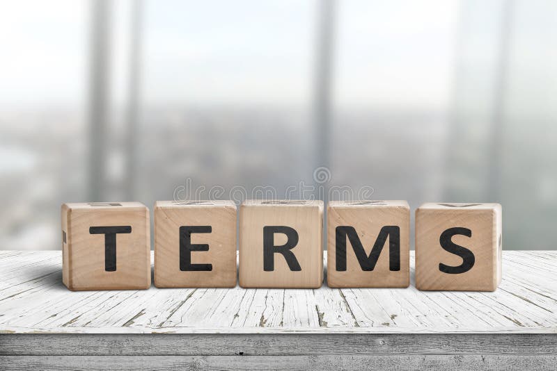 Terms Sign in a Bright Office on a Wooden Desk Stock Image - Image of ...