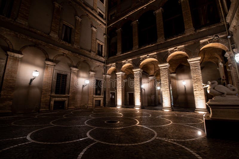 Interior of the Atrium of the Town of Terni at Night Editorial Stock ...