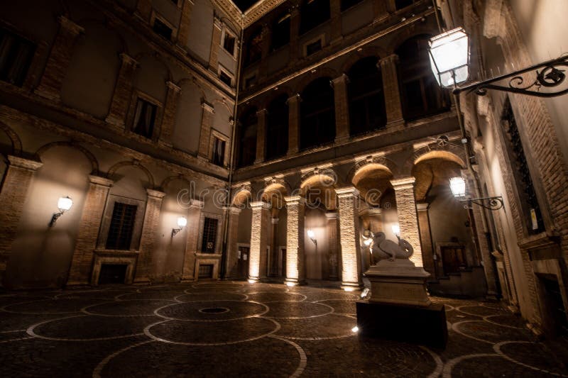 Interior of the Atrium of the Town of Terni at Night Editorial Image ...
