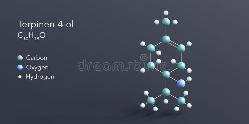 Terpinen 4 Ol Molecule 3d Rendering Flat Molecular Structure With