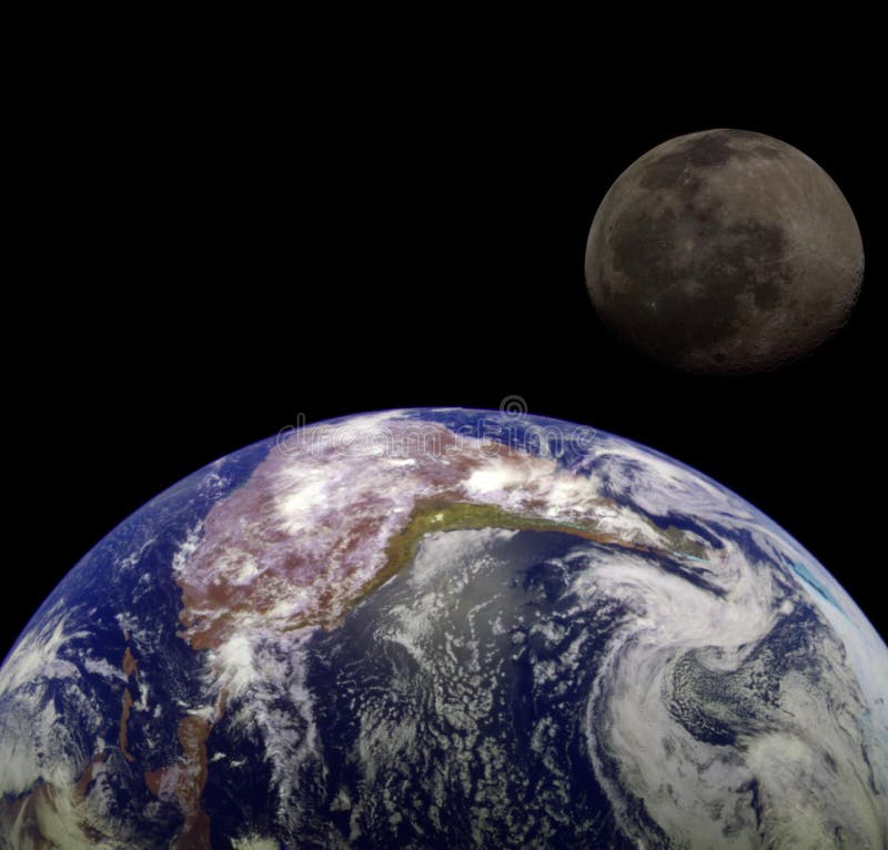 Terra & Lua ilustração stock. Ilustração de curso, noite - 2696958