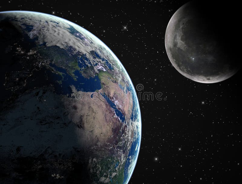 Terra com lua ilustração stock. Ilustração de ambiente - 16122273