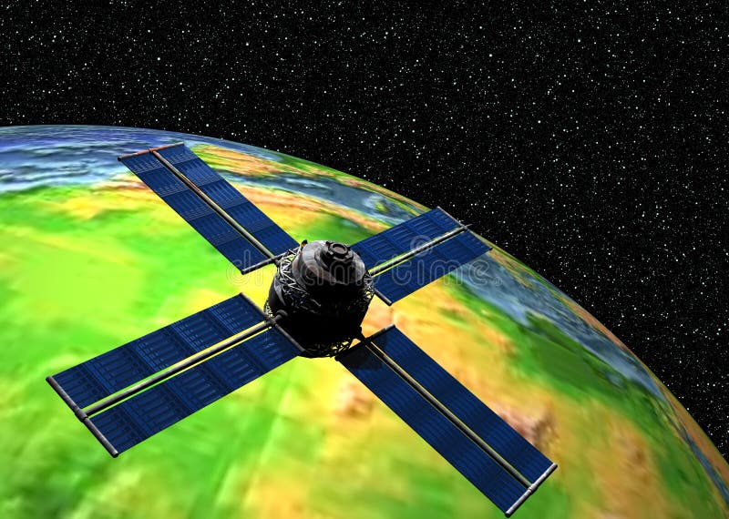 Terra con il satellite illustrazione di stock. Illustrazione di ...