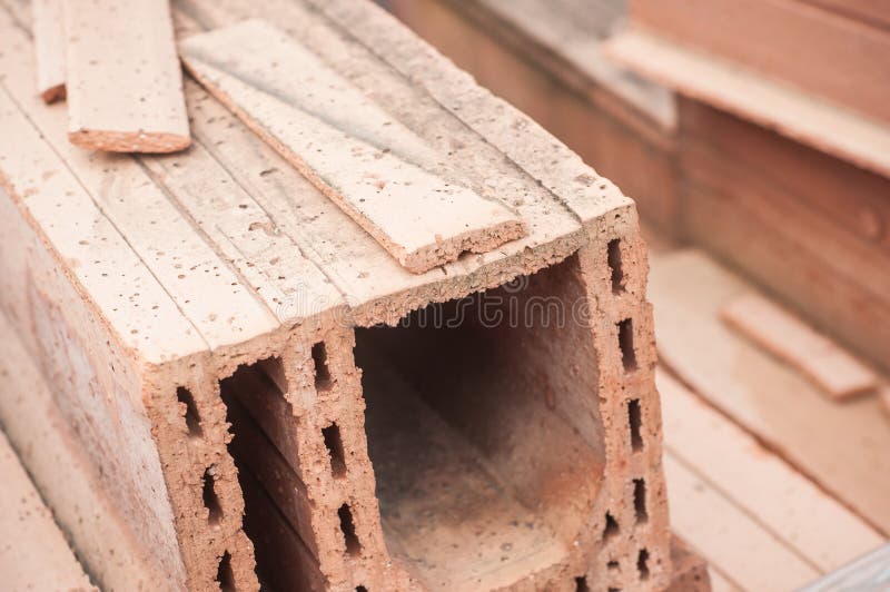 Terra Cotta Bricks Pile in Construction Site Stock Image - Image of ...