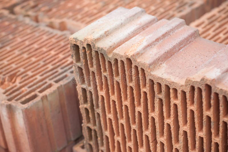 Terra Cotta Bricks Pile in Construction Site Stock Image - Image of ...