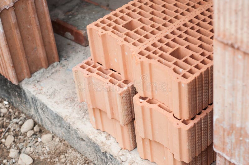 Terra Cotta Bricks Pile in Construction Site Stock Image - Image of ...