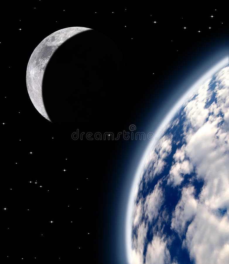 Terra e lua ilustração stock. Ilustração de clima, estratosfera - 12456384