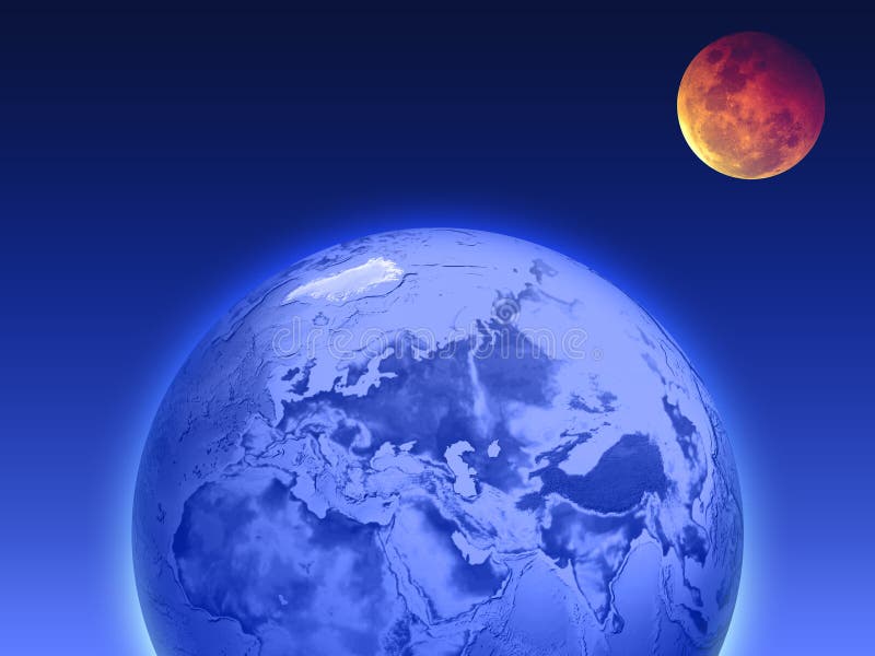 Terra e a lua ilustração stock. Ilustração de continentes - 2423939