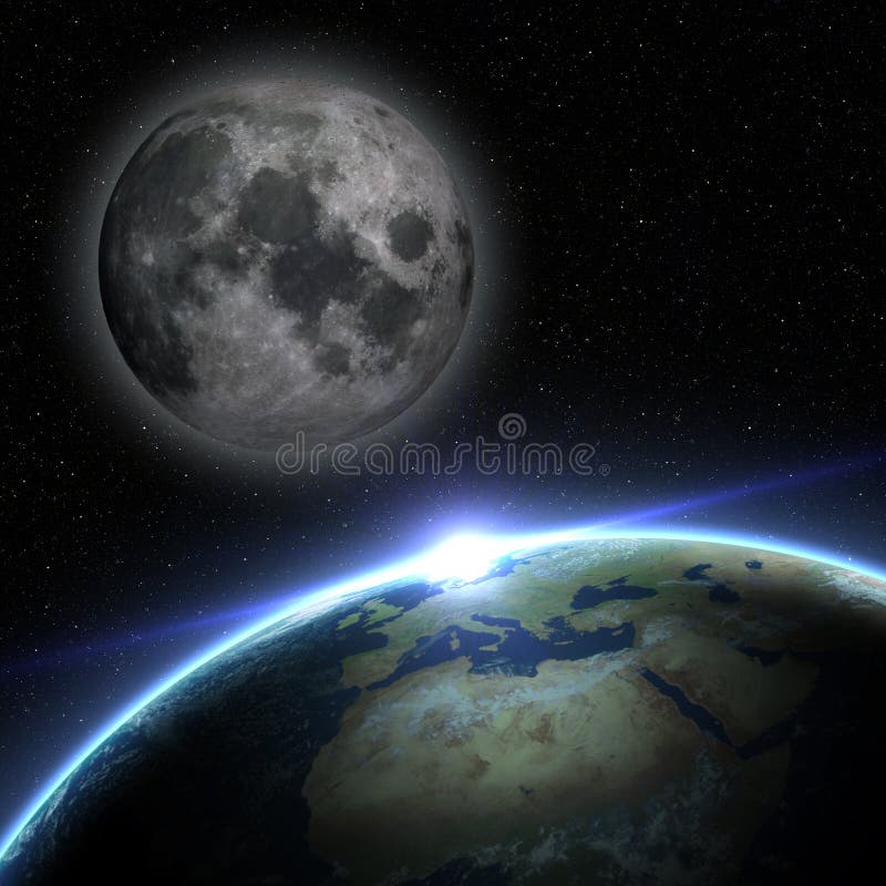 Terra e lua ilustração stock. Ilustração de vida, nave - 24855369