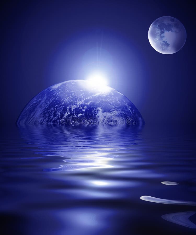 Terra e Lua ilustração stock. Ilustração de estrelas, vista - 4050117