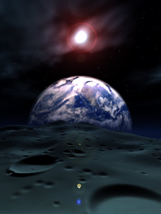 Terra e a lua ilustração stock. Ilustração de postcard - 605298