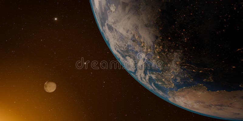 Terra e luna del pianeta immagine stock. Immagine di intervallo - 76877057