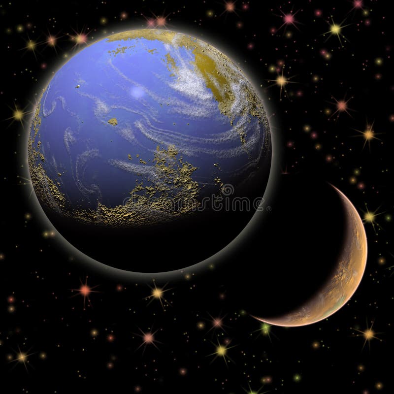 Terra e luna e stelle illustrazione di stock. Illustrazione di esterno ...
