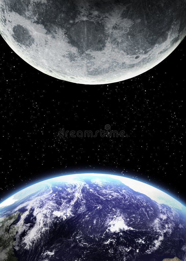 Terra e luna nello spazio illustrazione di stock. Illustrazione di ...
